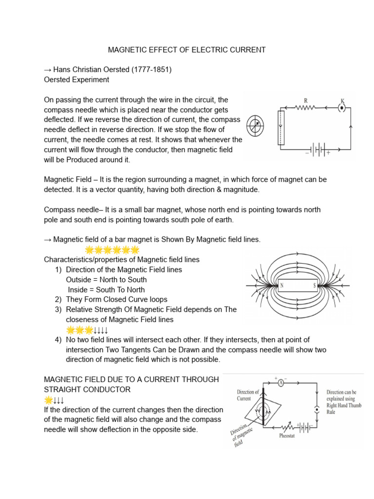 Magnetic Effects of Electric Current | PDF | Magnetic Field | Magnet