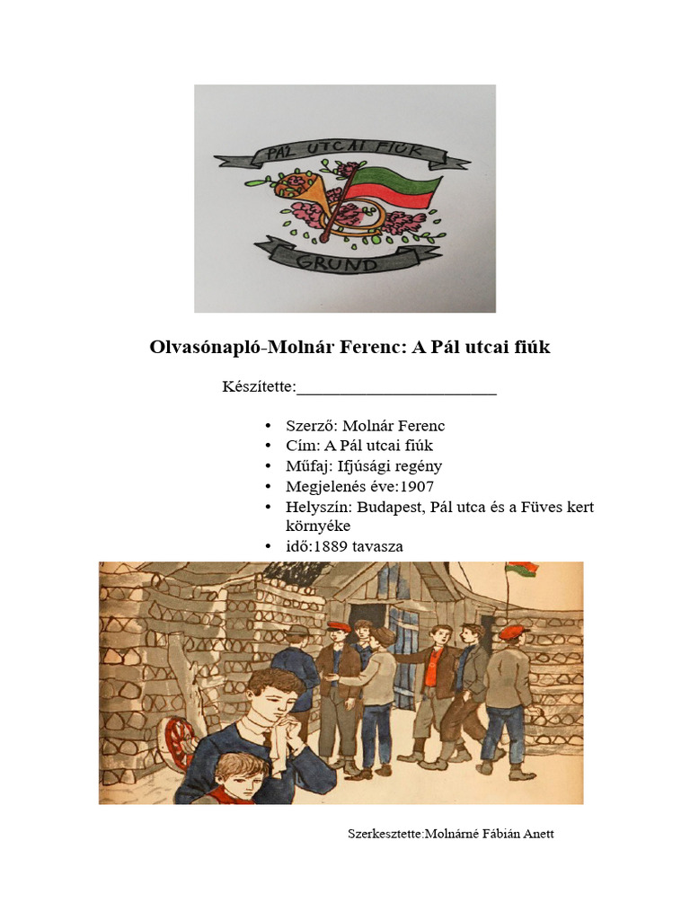 Pál Utcai Fiúk-Olvasó Napló (M.F.a) Szerkeszthető | PDF