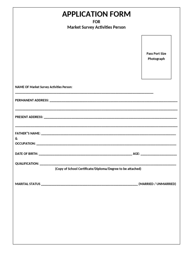 Market Survey Person Application Form | PDF | Educational Stages