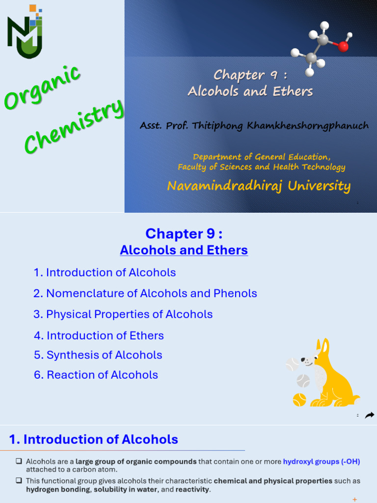 Chapter 9 - Alcohols and Ethers - For MD | PDF | Ether | Ester