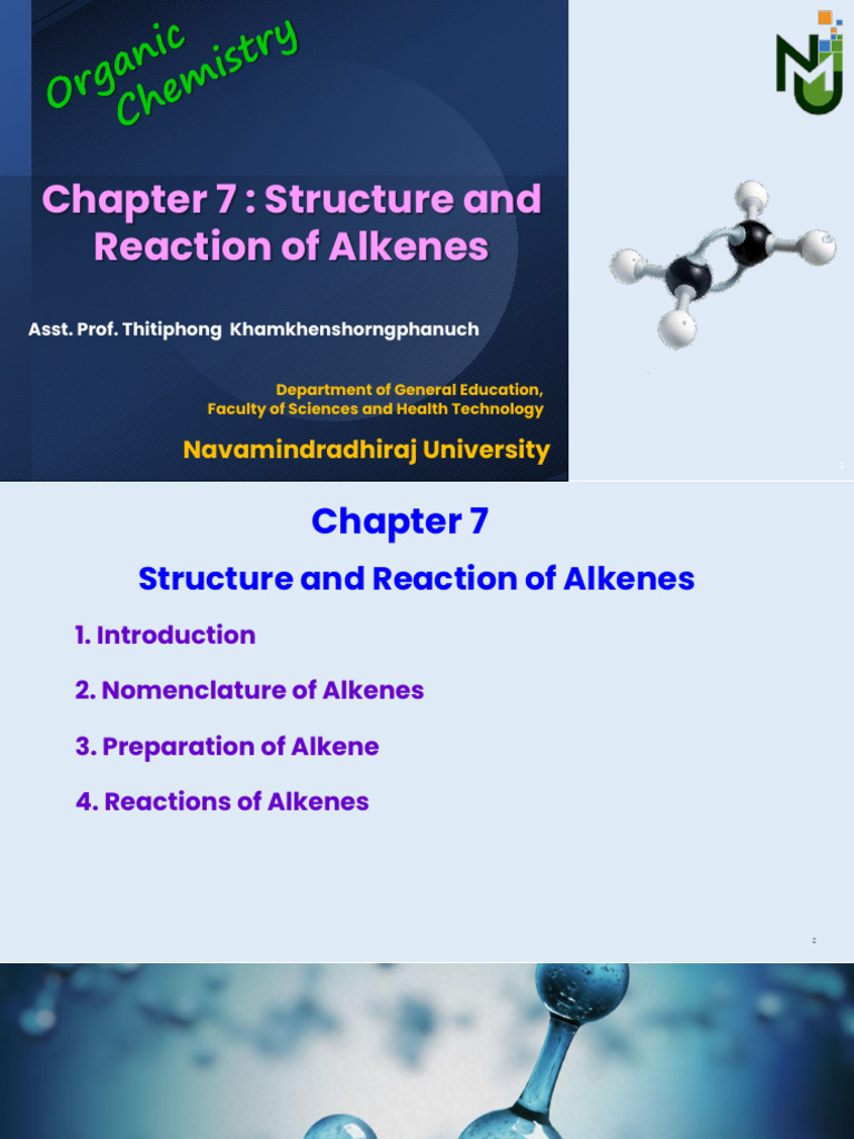 07 - Chapter 7 - Structure and Reaction of Alkenes - MD | PDF | Alkene | Alkane