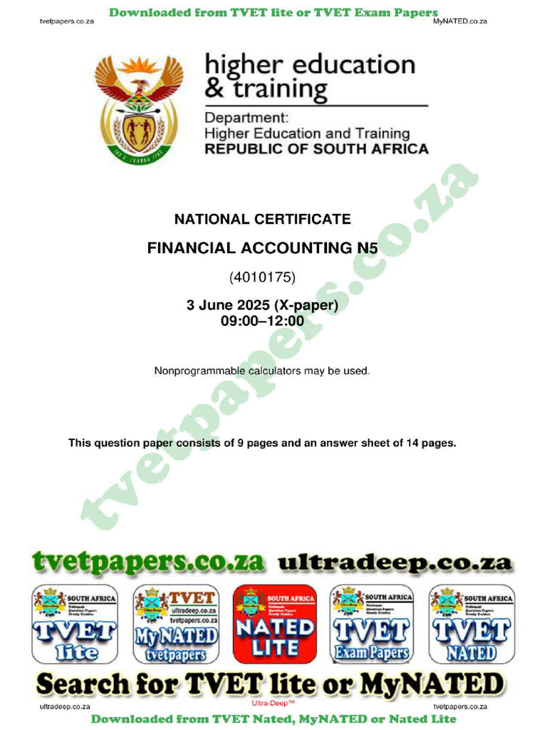N560 Financial Accounting N5 Qp And Answer Sheet June 2025