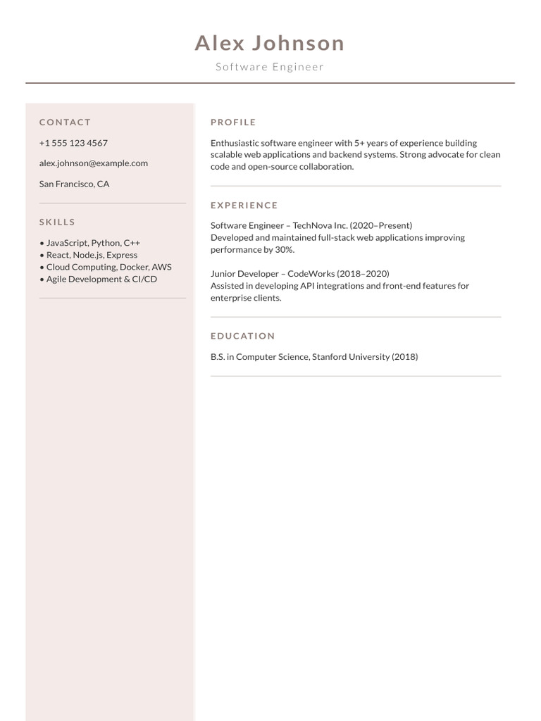 Alex Johnson: Software Engineer | PDF