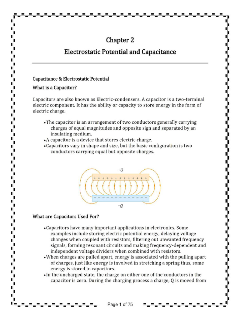 Electrostatic Potential and Capacitance | PDF
