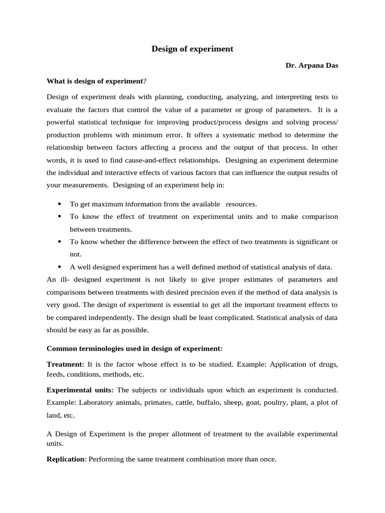Understanding Design of Experiments | PDF | Experiment | Design Of ...