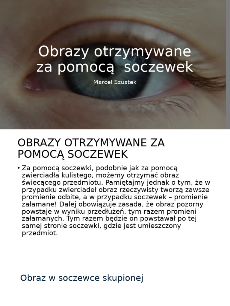Obrazy Otrzymywane Za Pomocą Soczewek: Marcel Szustek | PDF