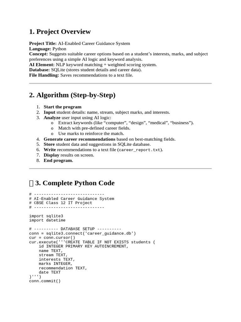 AI-Enabled Career Guidance System | PDF | Computer Science | Software ...