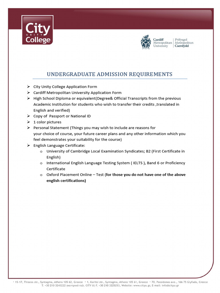 Cardiff Metropolitan University - Admission Requirements Undergraduate ...