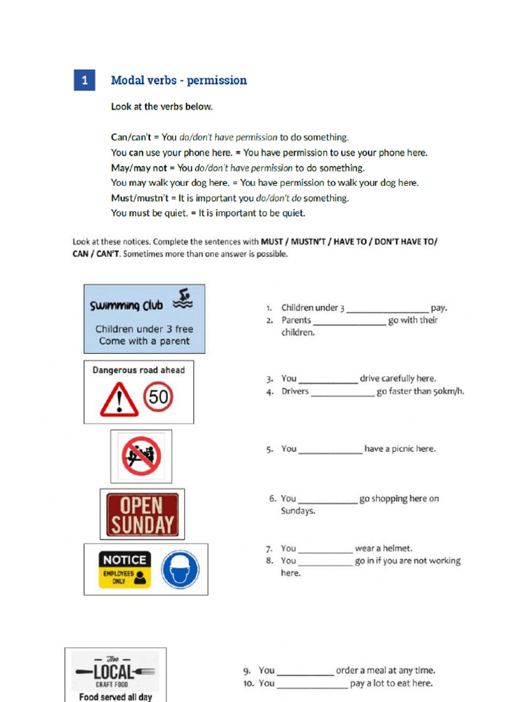 Modals Permission - Sign | PDF