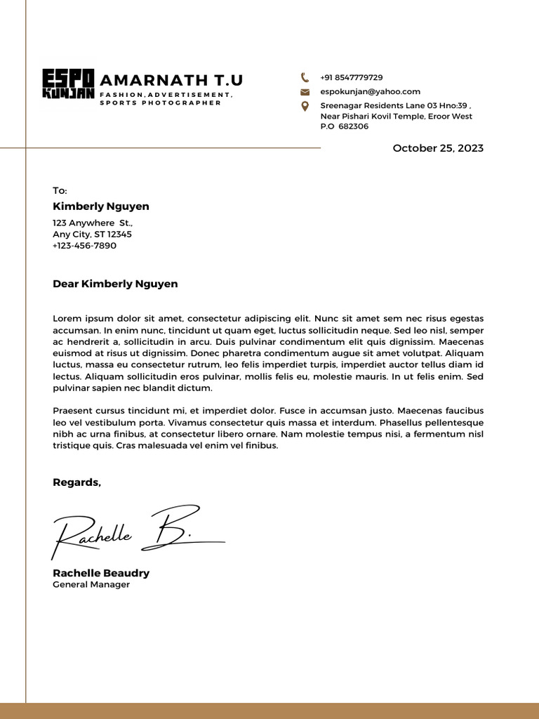 Brown Minimalist Business Formal Company Letterhead | PDF