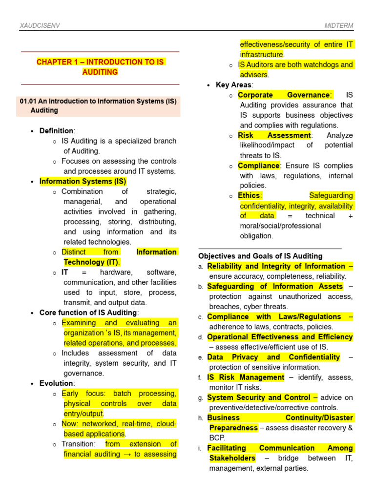 Audcis Reviewer Mehta Chapters 1 3 | PDF | Audit | Sampling (Statistics)