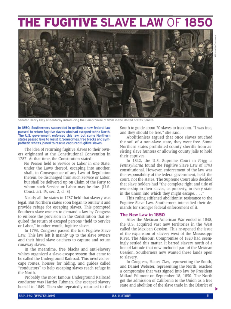 Fugitive Slave Law 1850 | PDF | Fugitive Slaves In The United States ...