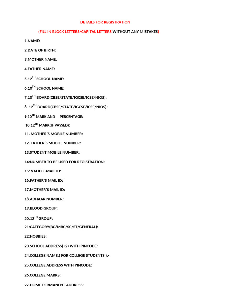 Gos Registration | PDF