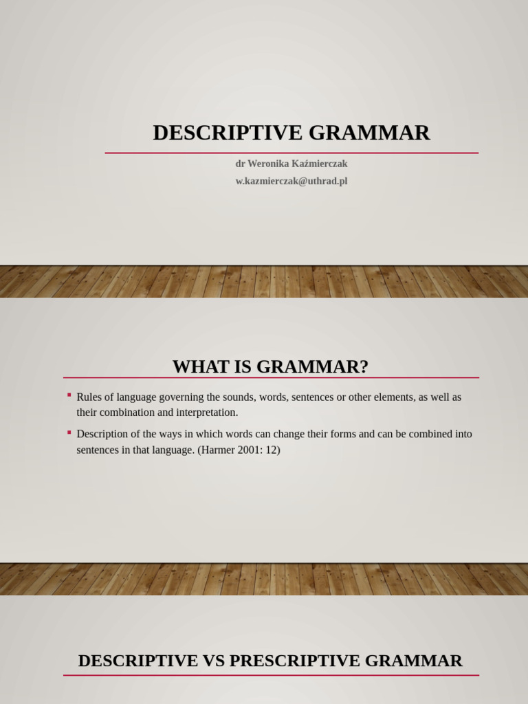 Understanding Descriptive Grammar | PDF | Verb | Grammatical Number