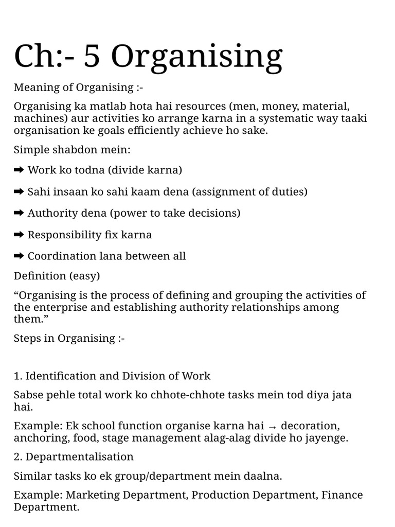 Class 12 B.S CH 5 Organising | PDF | Leadership | Business