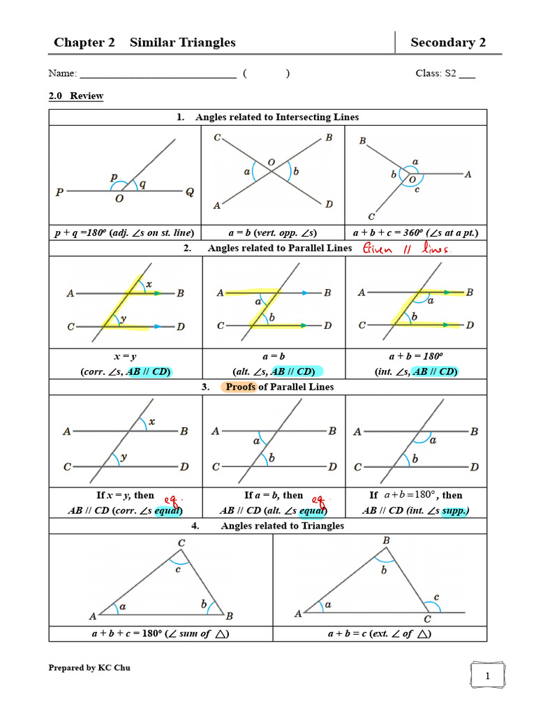 Chapter 2 Similar Triangles Blank | PDF | Triangle | Elementary Mathematics