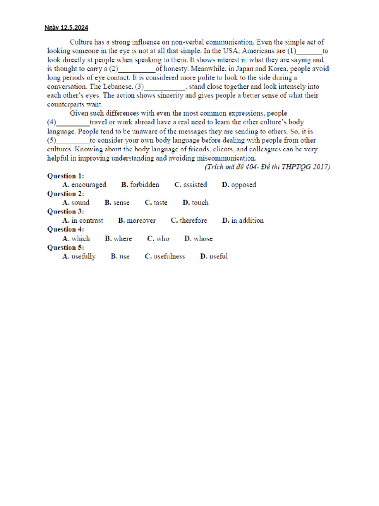 Test Da Dang | PDF
