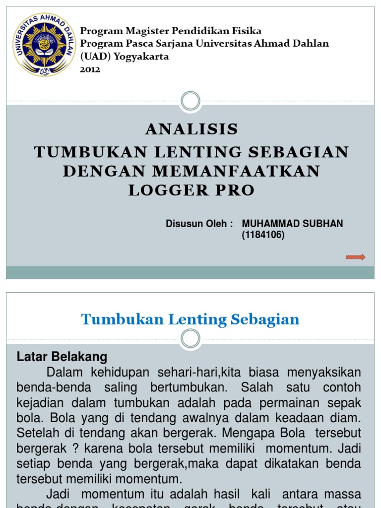 Vidio Analisi Tumbukan Lenting Sebagian | PDF | Sains & Matematika