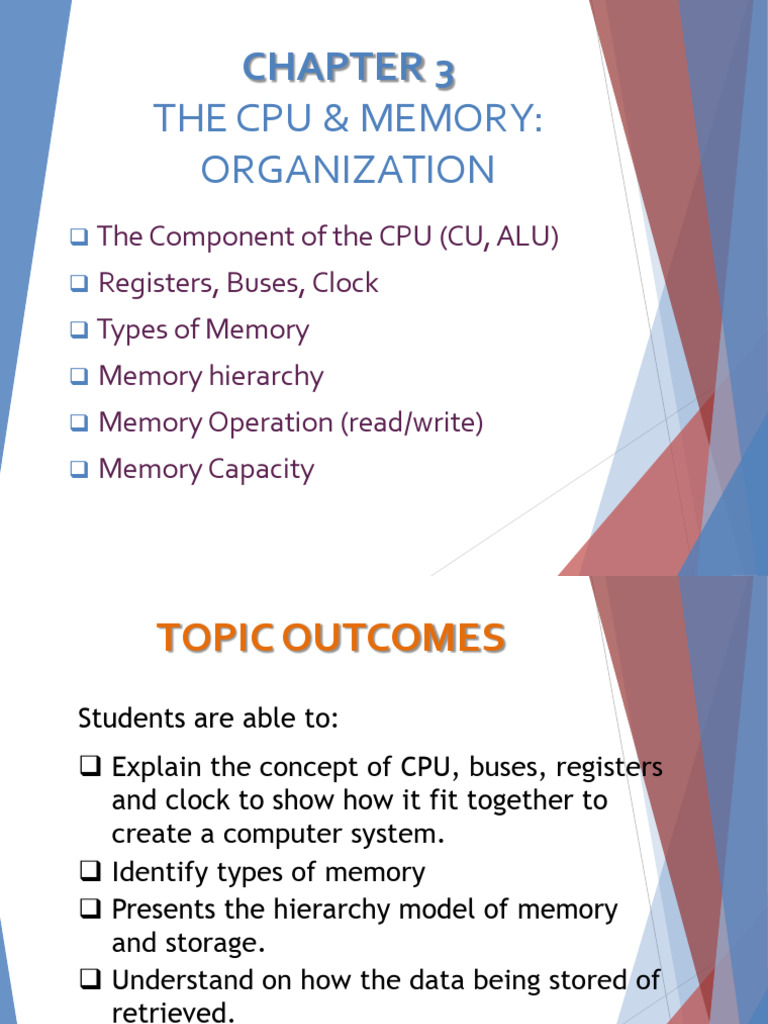Chapter 3 The CPU and Memory Organization | PDF | Random Access Memory | Central Processing Unit