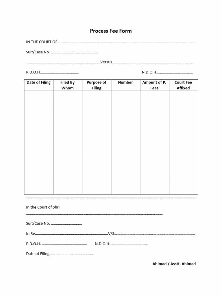 Process Fee Form | PDF