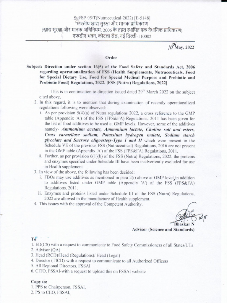 1f. GMP Table Order FSS Nutra 10-05-2022 | PDF