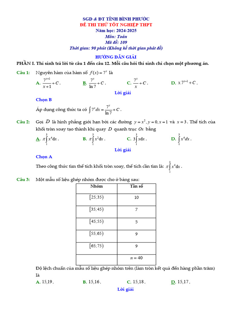 Dap An de Binh Phuoc (Sau de Hai Phong) | PDF