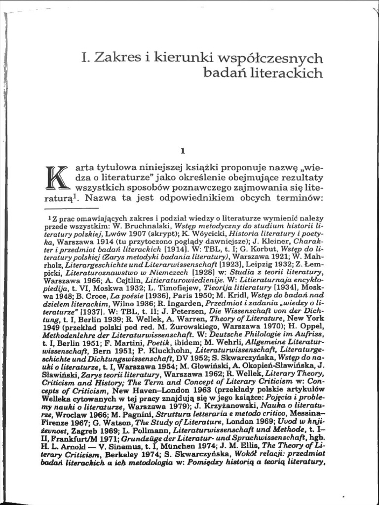 K Markiewicz Glowne Problemy Wiedzy o Literaturze | PDF