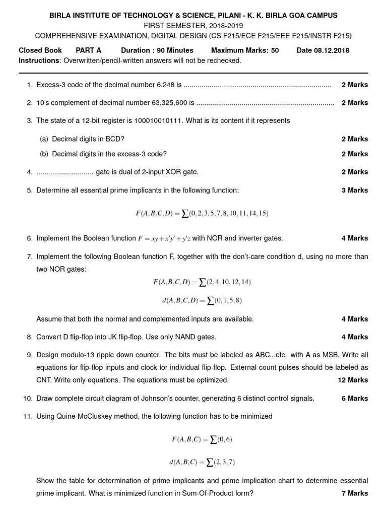 2018compre DD A Solution | PDF | Computer Engineering | Electrical Circuits
