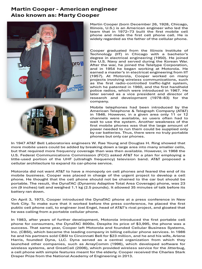 Martin Cooper Biography | PDF | Telecommunications | Information And ...