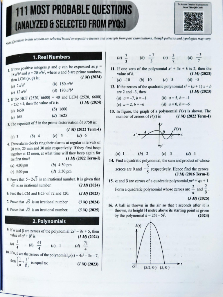 111 Most Probable Questions From PYQ - S | PDF