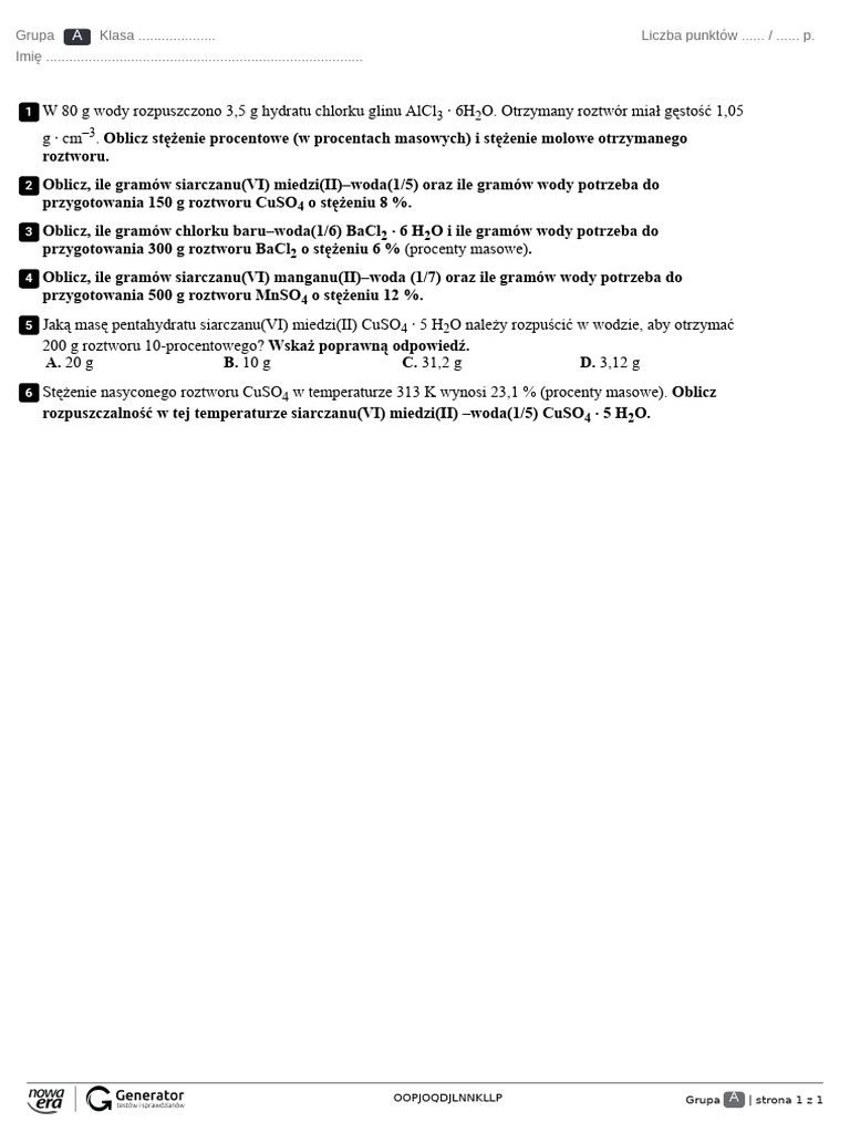 Hydraty Test (Bez Widocznej Punktacji) | PDF
