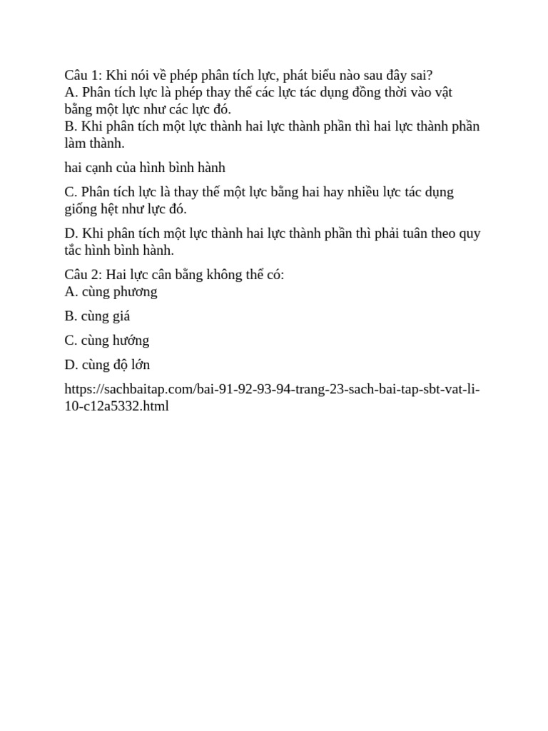 Bai 13 Tong Hop Va Phan Tich Luc. Can Bang Luc - 01 | PDF