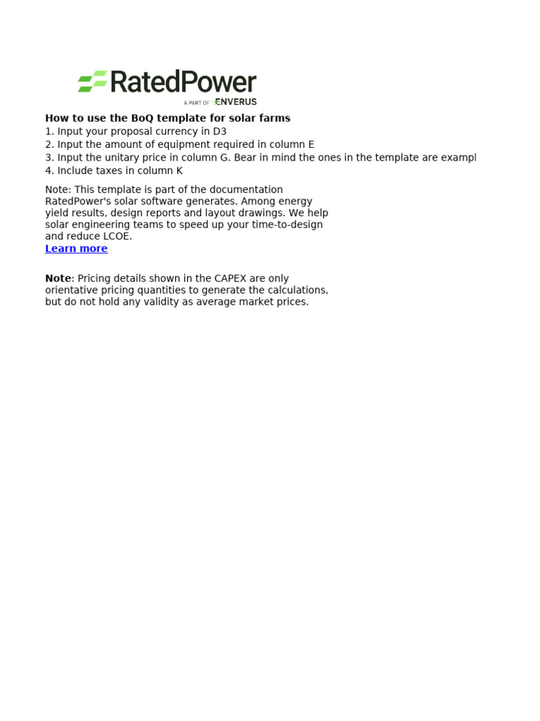 BoQ Solar PV | PDF | Photovoltaics | Solar Panel