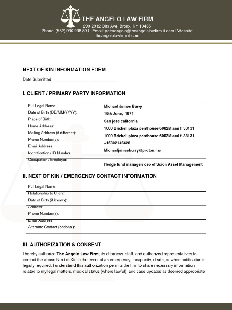 TheAngeloLawFirm Next of Kin Form PDF | PDF