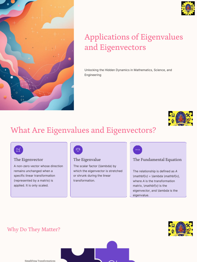 Applications of Eigenvalues and Eigenvectors | PDF | Eigenvalues And Eigenvectors | Principal ...