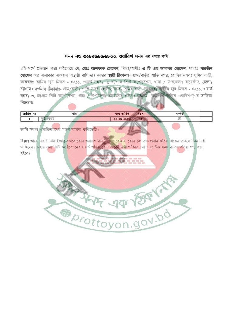 Warish Certificate | PDF