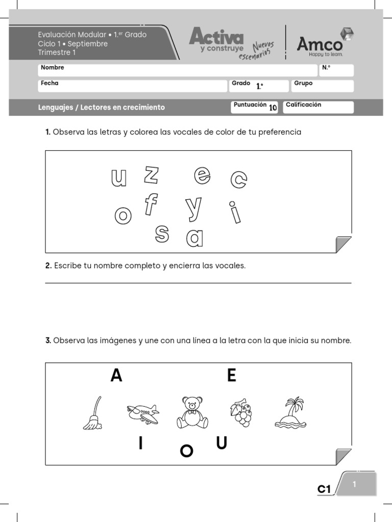 U o S A: Observa Las Letras y Colorea Las Vocales de Color de Tu ...