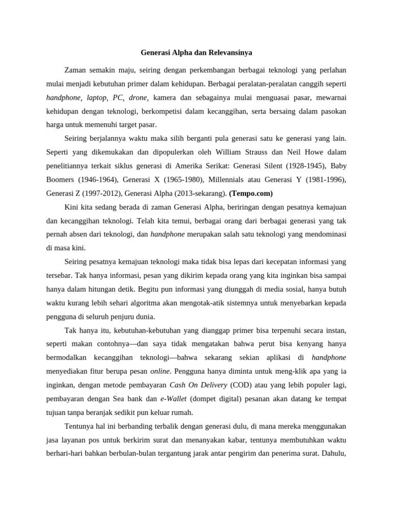 Dampak Teknologi pada Generasi Alpha | PDF