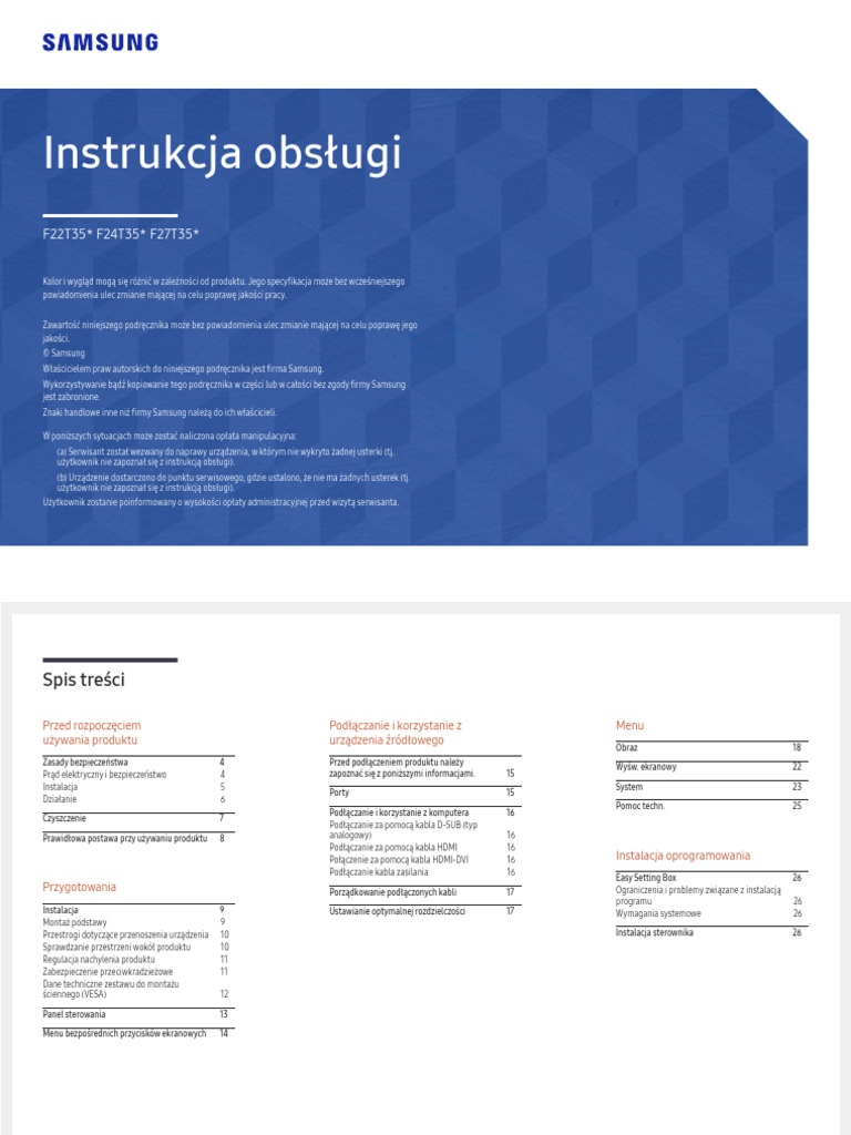 Instrukcja Obslugi SAMSUNG F24T350FHR | PDF