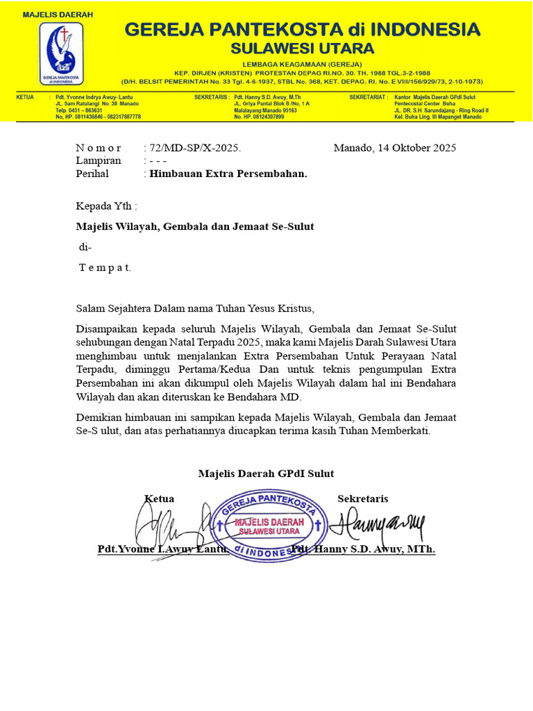 Himbauan Extra Persembahan Natal 2025 | PDF