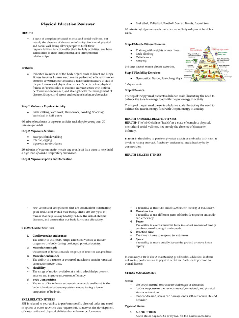 Physical Education and Fitness Guide | PDF | Physical Fitness | Eating ...