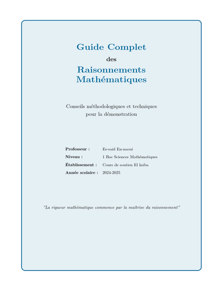 Raisonnements Mathématiques : Guide Complet | PDF | Mathématiques ...