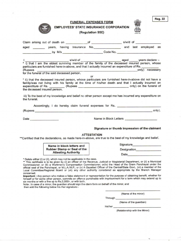 Esic Insurance Claimed Form | PDF