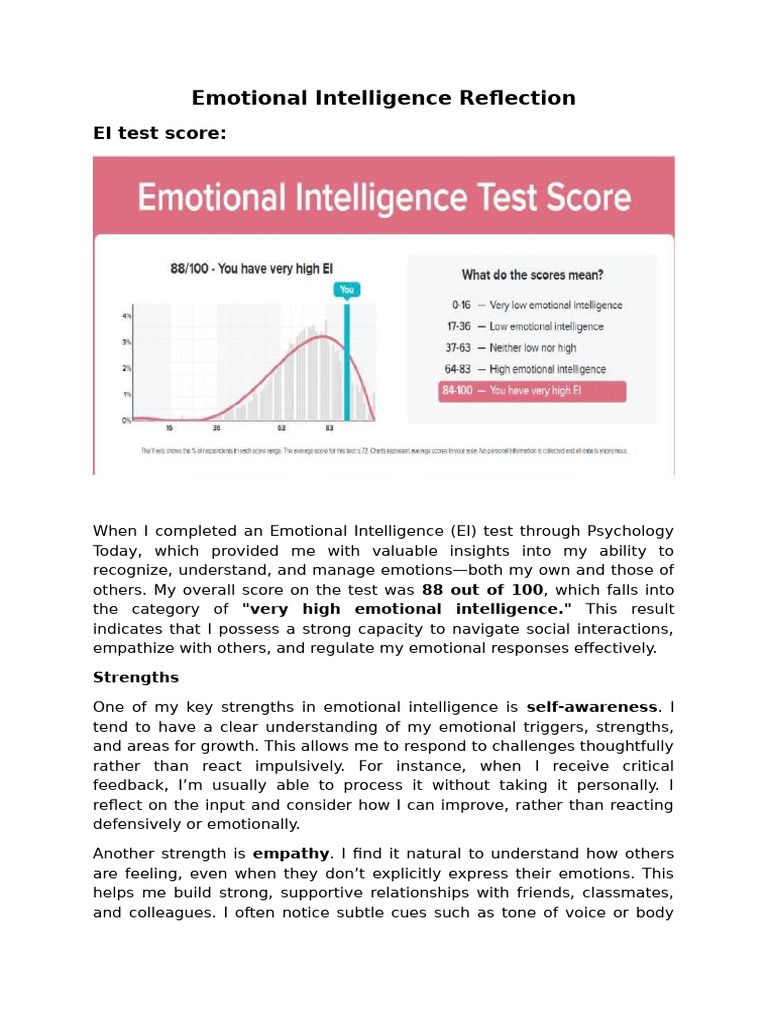 Emotional Intelligence Self-Reflection | PDF | Empathy | Emotional ...