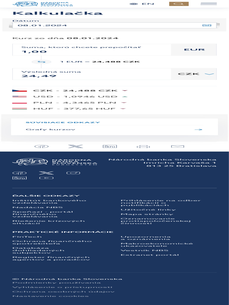 Kalkulačka - Národná banka Slovenska | PDF