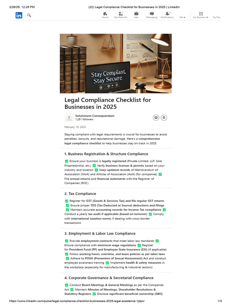 2025 Business Legal Compliance Guide | PDF | Regulatory Compliance ...