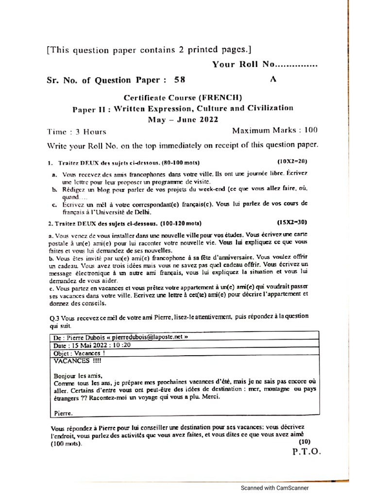 Writing Paper 2022 | PDF