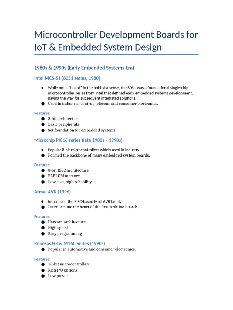 Microcontroller Development Boards 1990 2025 | PDF | Microcontroller | Embedded System