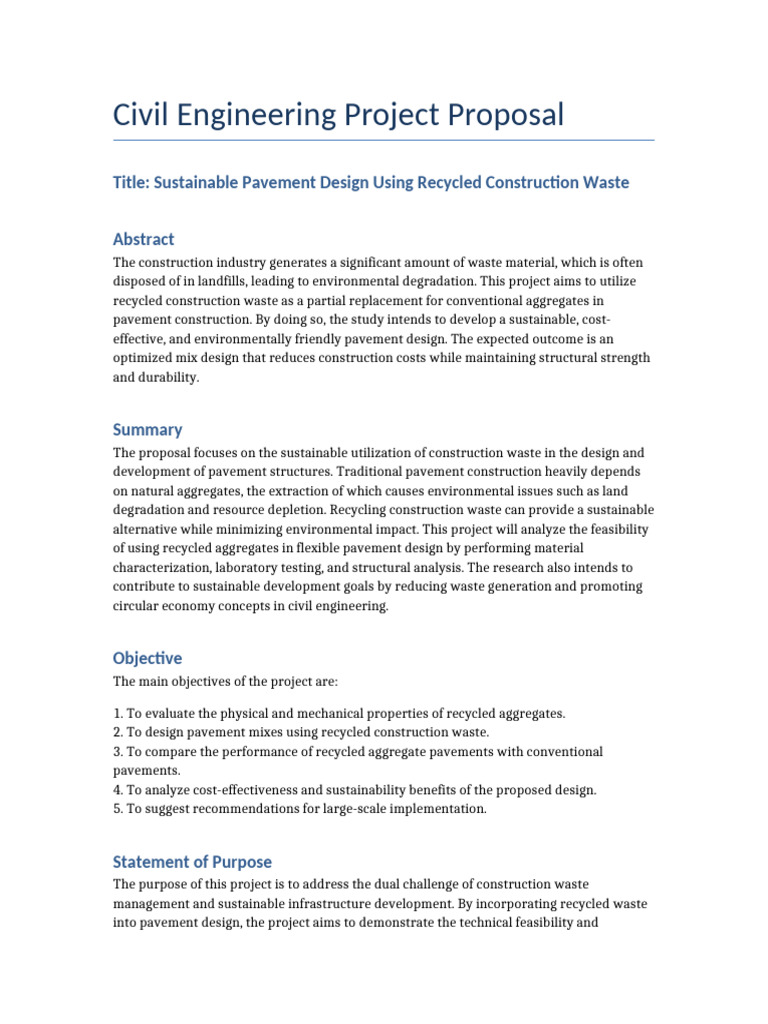 Sustainable Pavement Design Proposal | PDF | Recycling | Waste