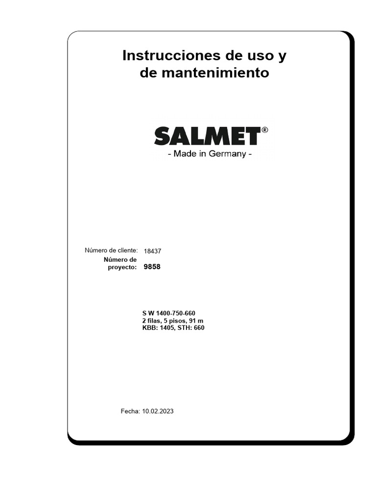 Instrucciones de Uso y de Mantenimiento Jaula Salmet. | PDF | Aislador ...